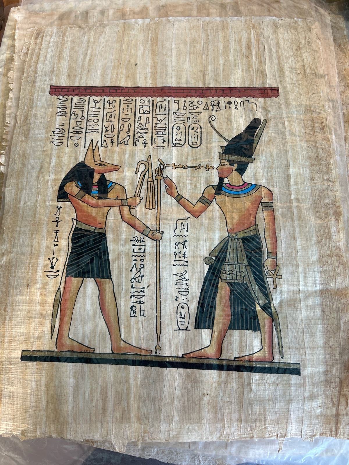 Originalne egipatske papirus slike – bogovi Anubis, Horus, Osiris – ru