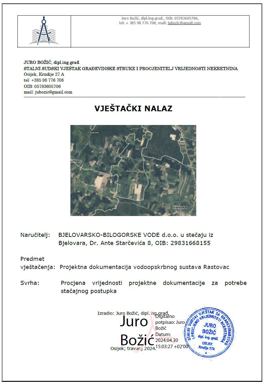 Rastovac - projektna dokumentacija - prodaja