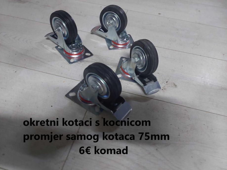 transportni okretni kotaci s kocnicom 100mm