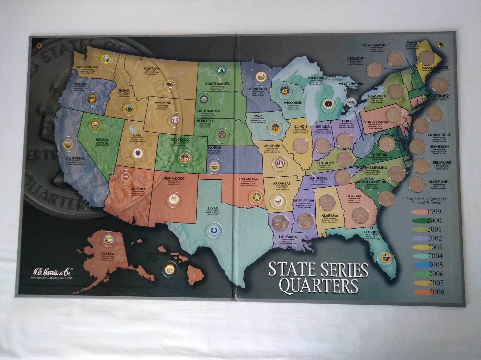 Album sa novčićima USA State Series Quarters Collectors Map