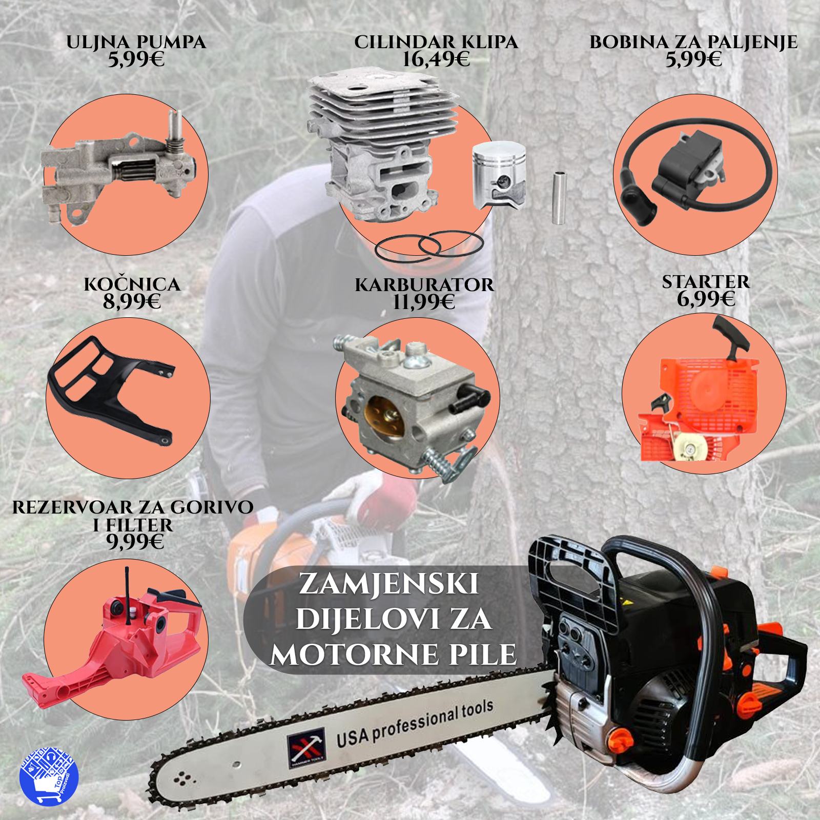 ZAMJENSKI DIJELOVI ZA MOTORNE PILE