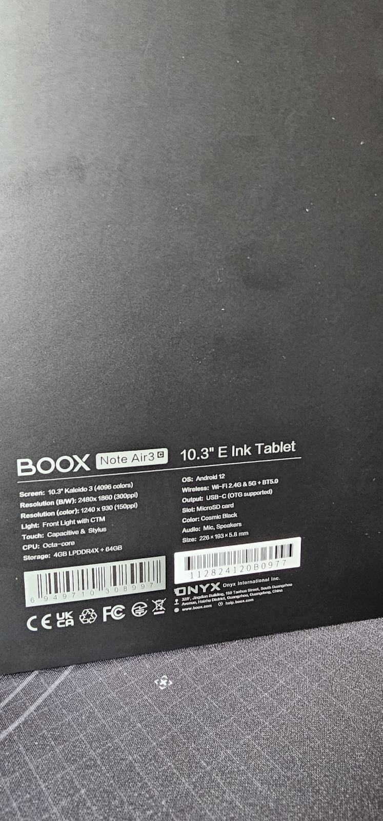 BOOХ Note Air3 10.3 E Ink Tablet