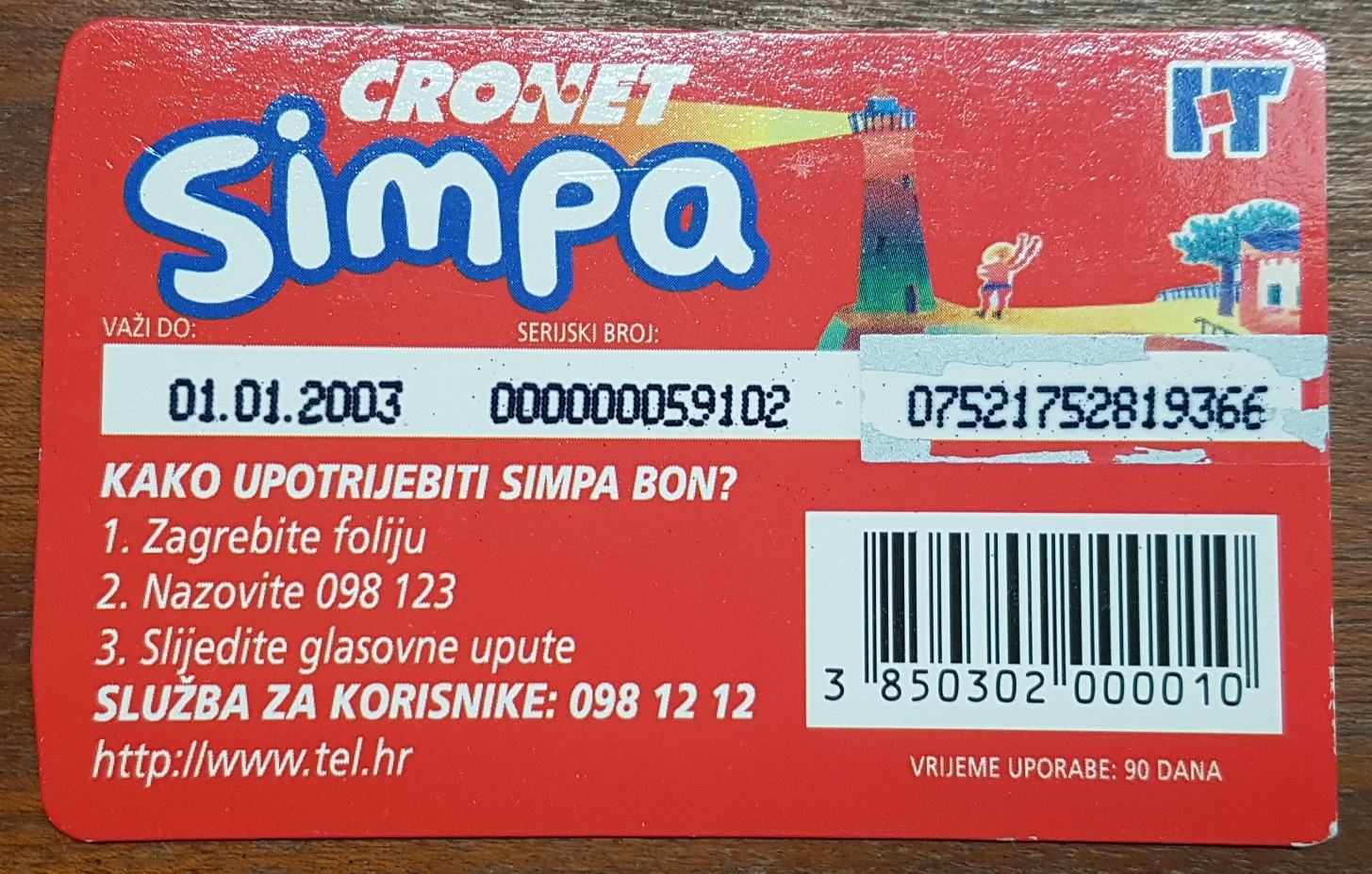 CRONET SIMPA, BON 50 kn, 01.01.2003.