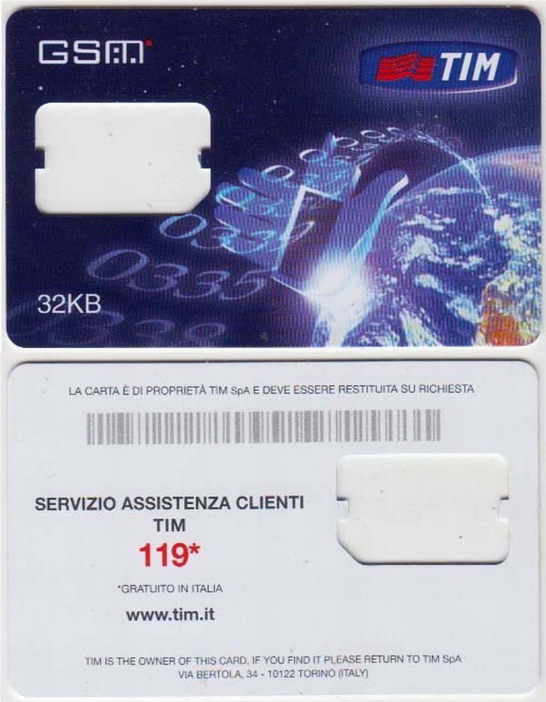 ITALIJA ITALY 09 GSM SIM KARTICA TIM 32KB TIP 1 PS