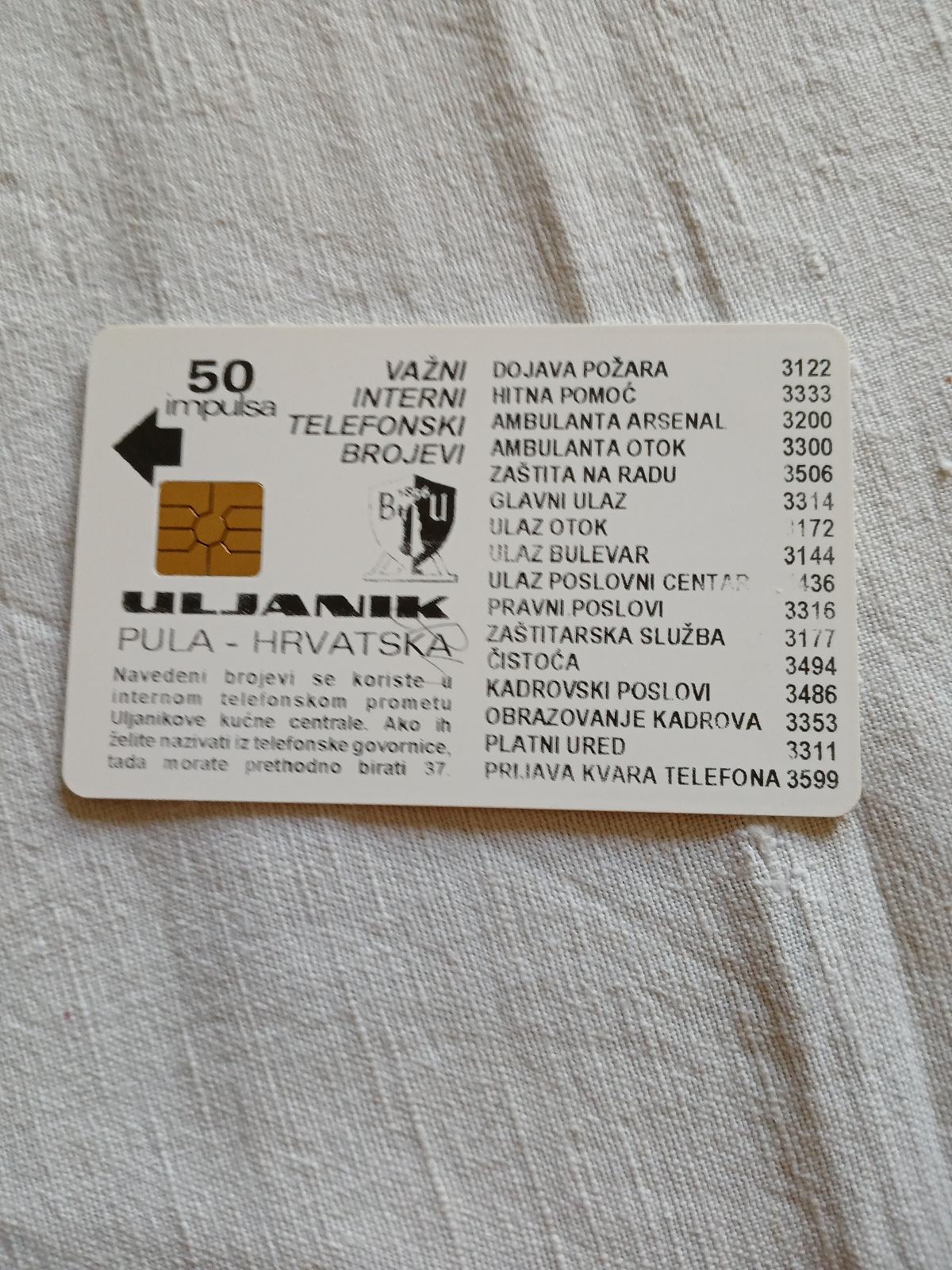 Tel.kartica Uljanik 50 impulsa.
