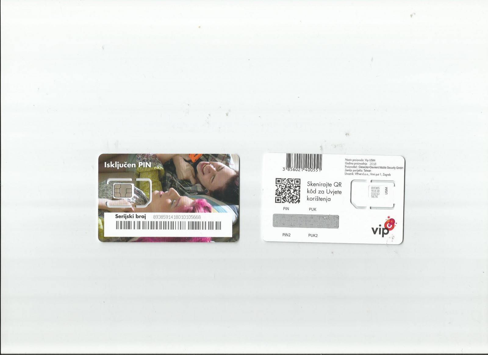 tel. kartica VIP - isključen PIN 2018