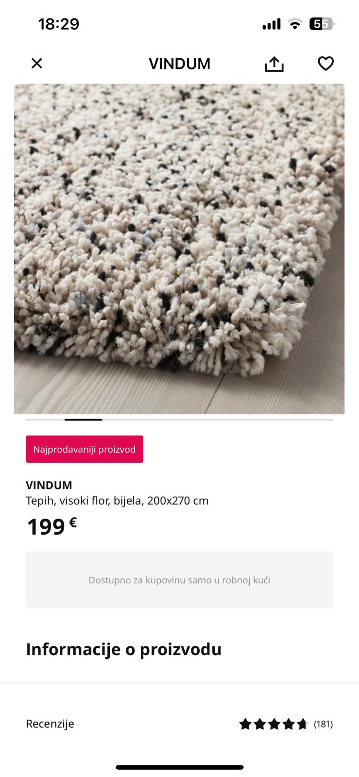 Tepih Ikea Vindum 200x270