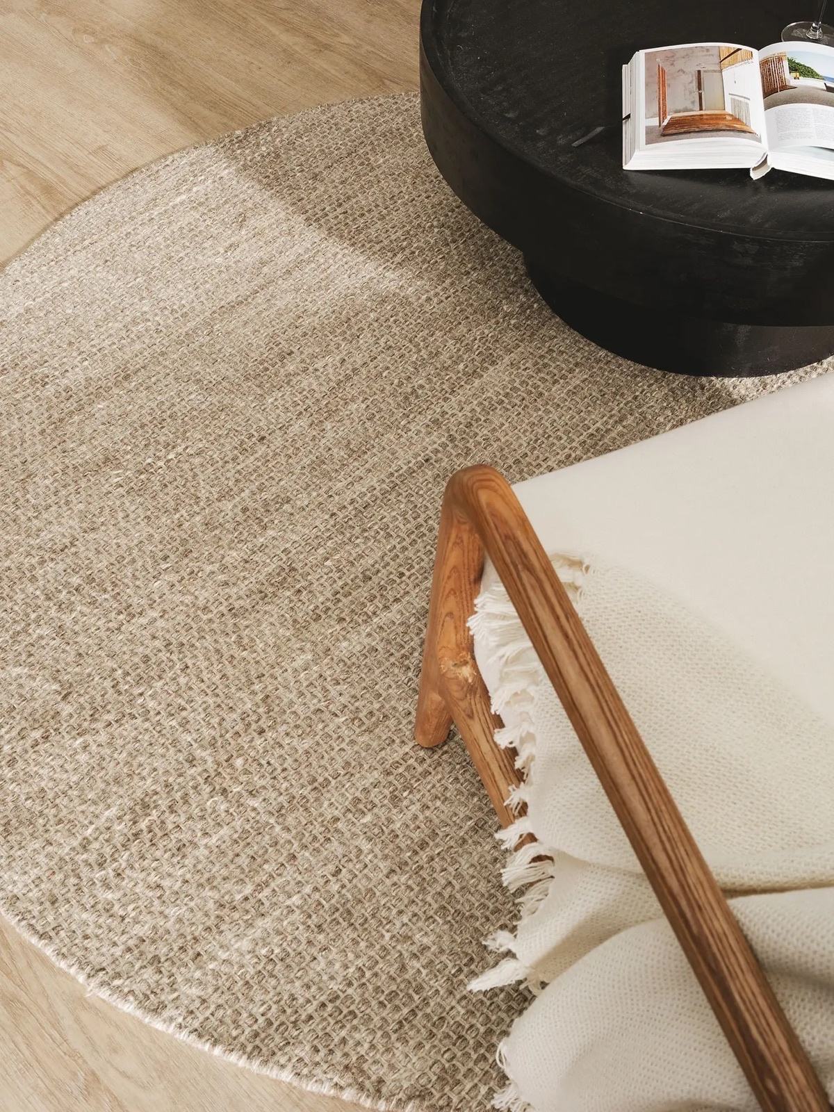 Tepih - vuna/pamuk, handmade, okrugli 200 cm