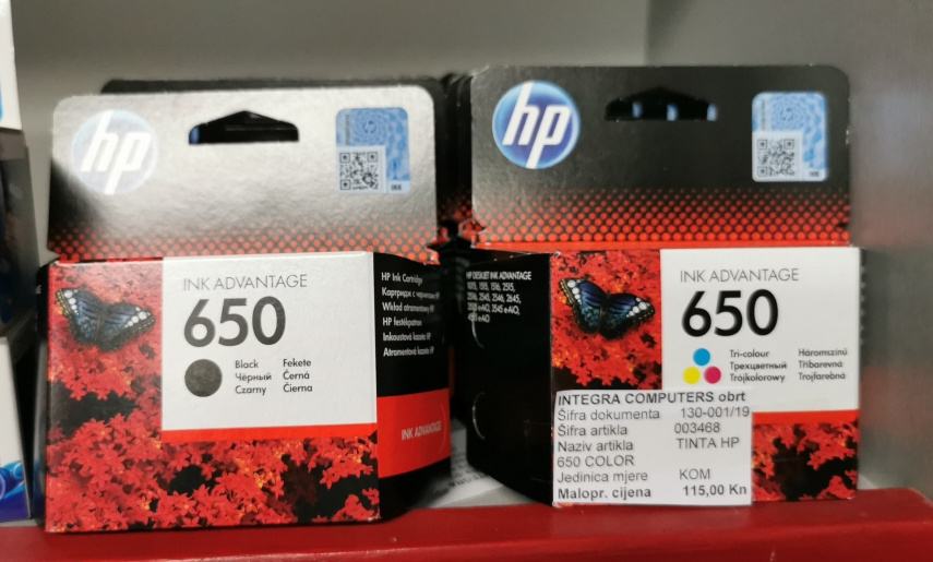 Tinte HP 650 & HP652 black & color Sinj