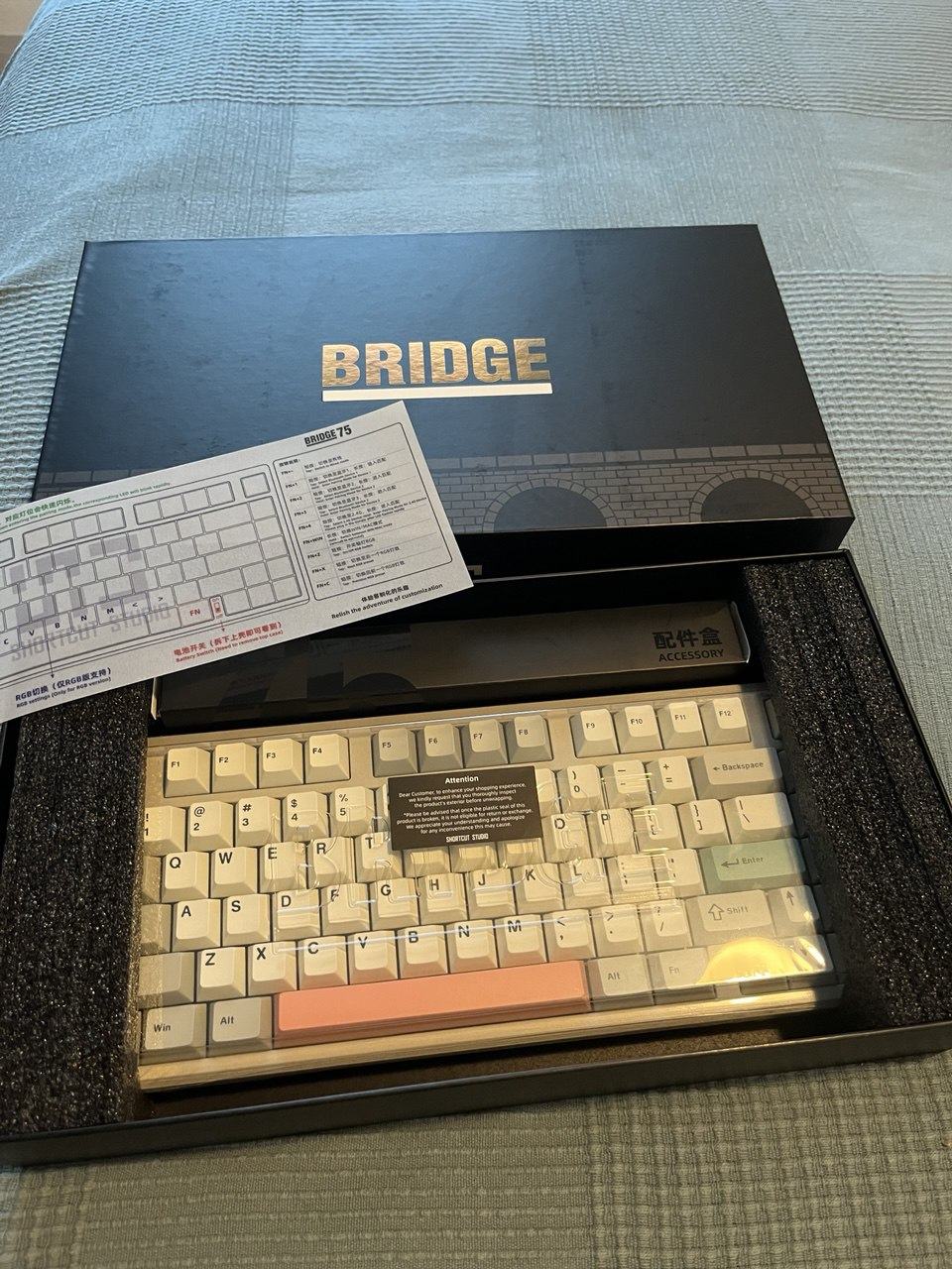 Bridge75 - 75% Aluminium ANSI Fully Built Keyboard, Retro-White