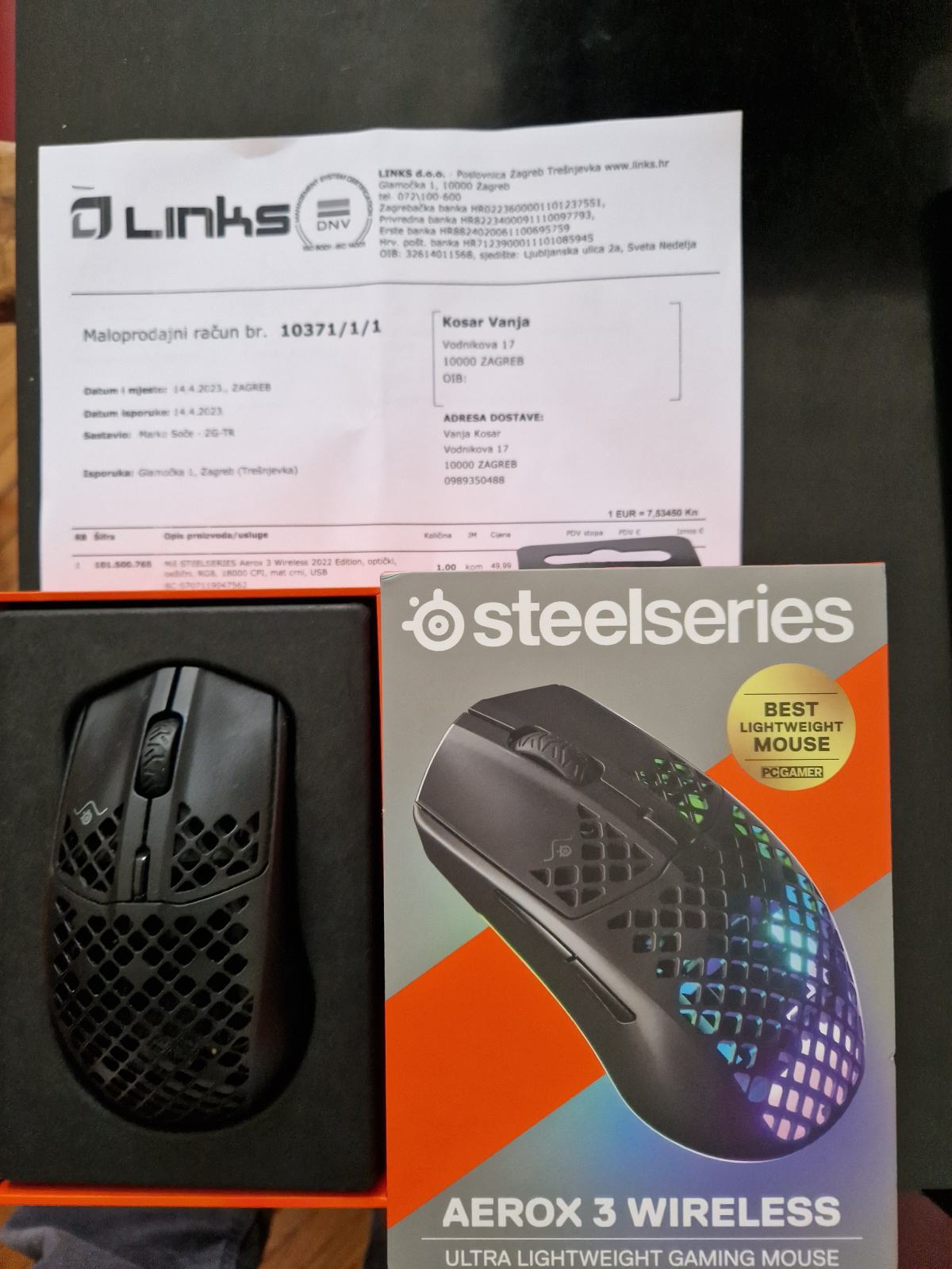 Miš STEELSERIES Aerox 3 Wireless 2022 Edition