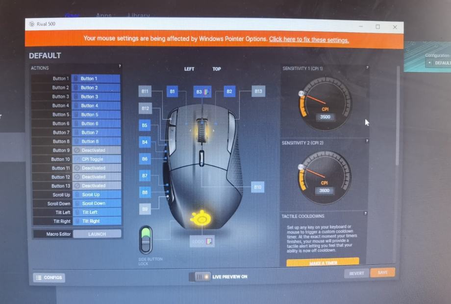 STEELSERIES RIVAL 500 GAMING MIS