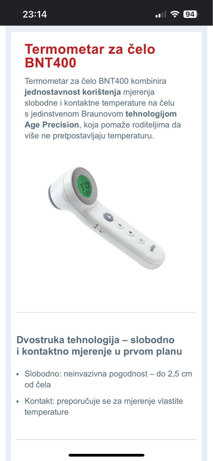 Braun Toplomjer za čelo