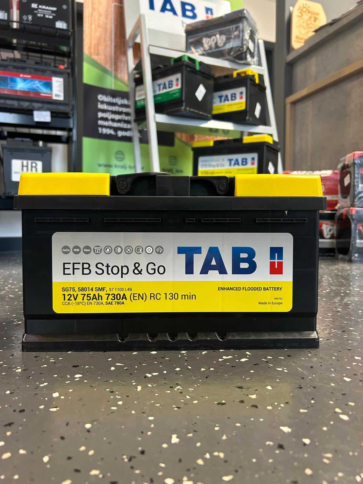 Akumulator TAB STOP&GO, 12V, 75 Ah, 730A - SG75