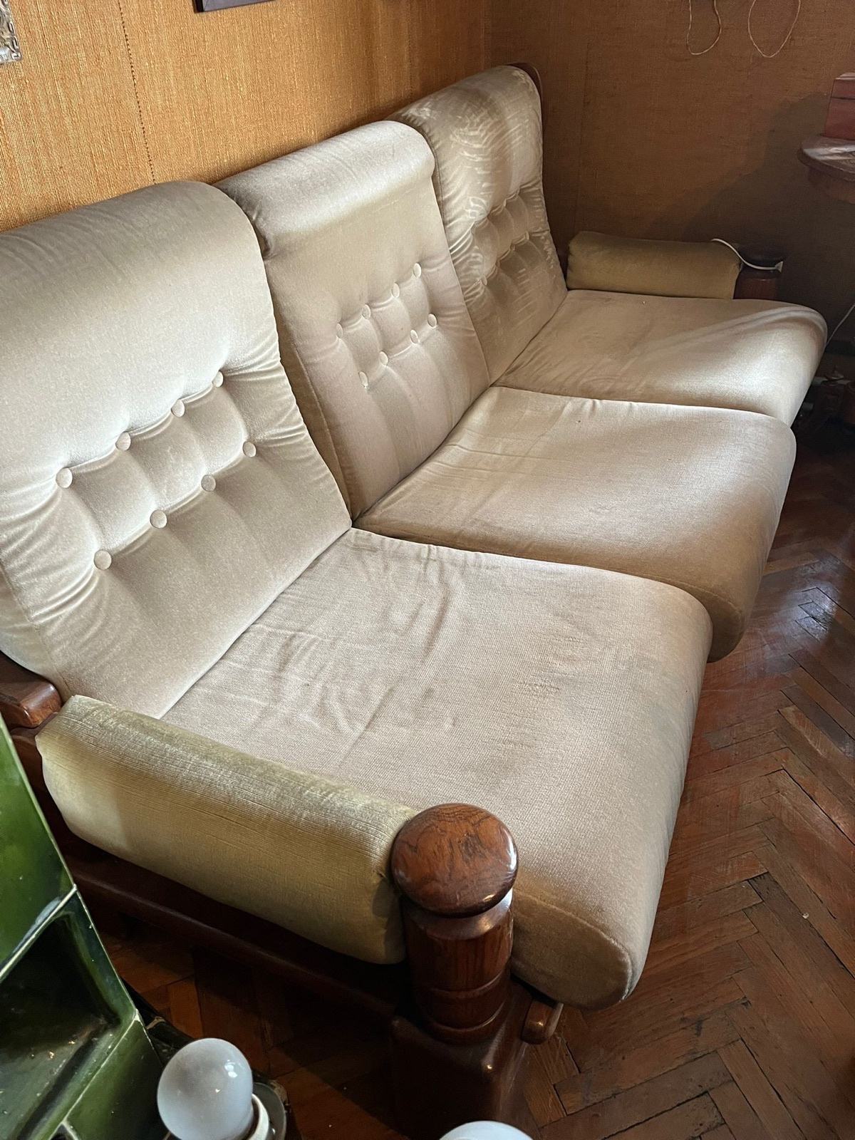 Retro antikni kauč + fotelja puno drvo