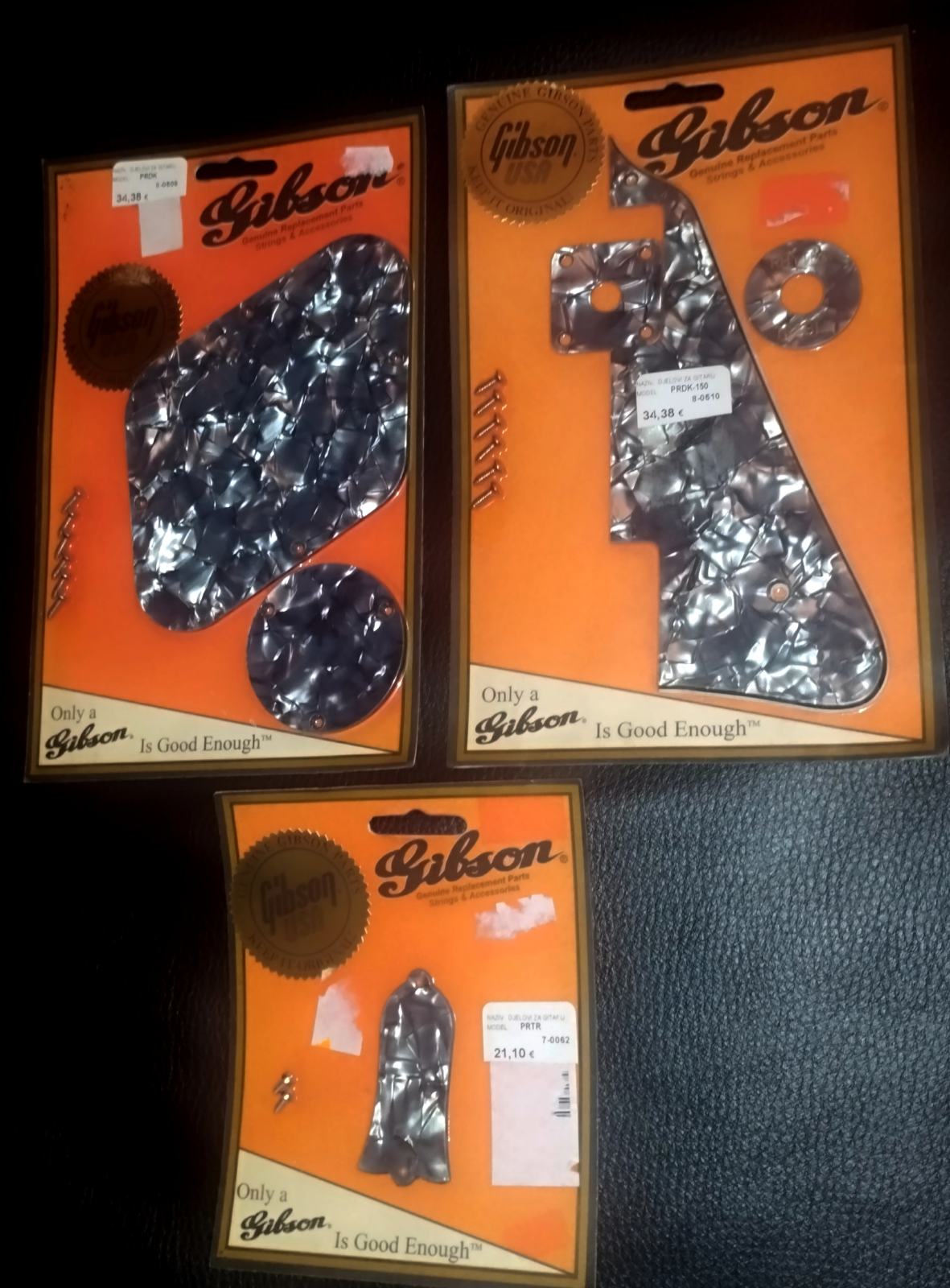 Gibson USA grey pearloid pickguard and covers