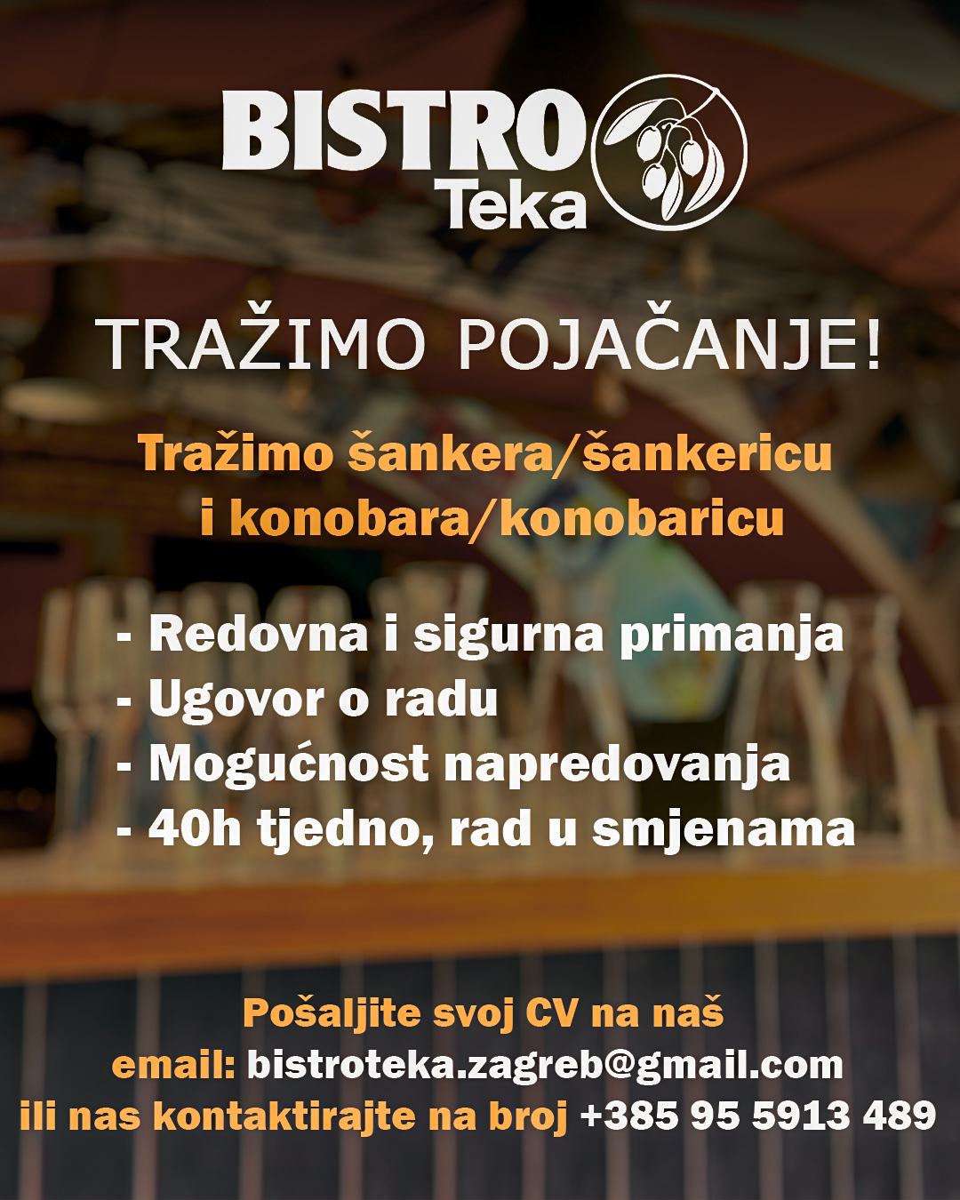 Šanker/šankerica i konobar/konobarica za novootvoreni caffe (m/ž)