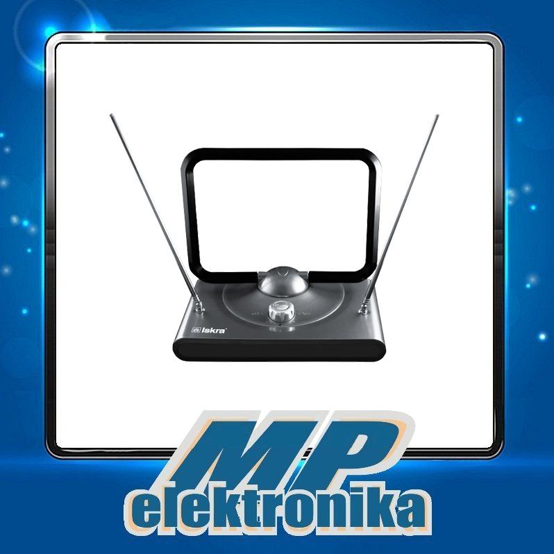 Antena sobna sa pojačalom, DVB-T/T2, Iskra, G2235-10, UHF/VHF,crna