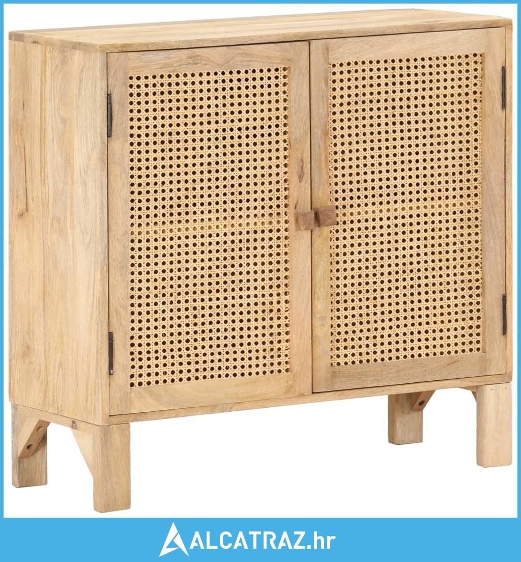 Komoda 80 x 30 x 73 cm od masivnog drva manga i prirodne trske - NOVO