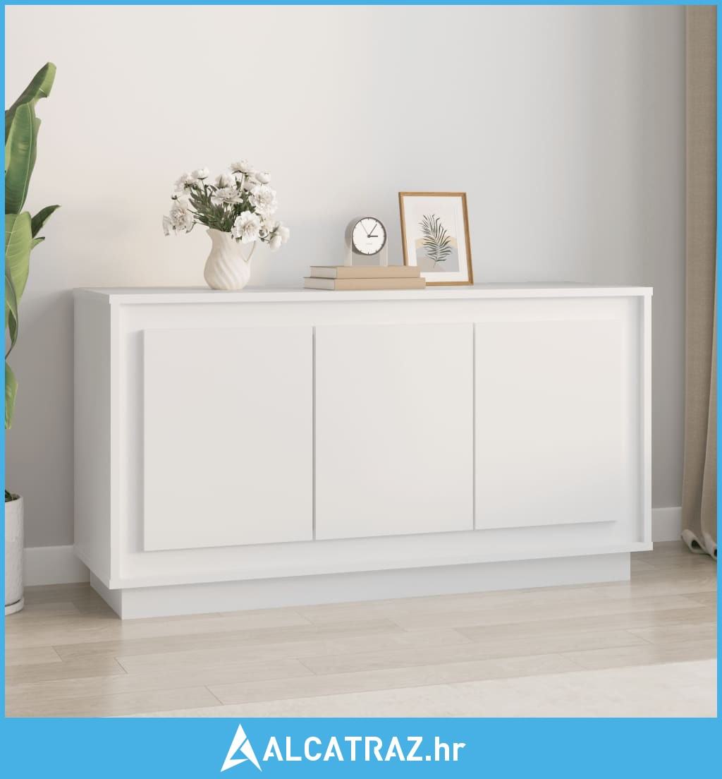 Komoda bijela 102 x 35 x 55 cm od konstruiranog drva - NOVO