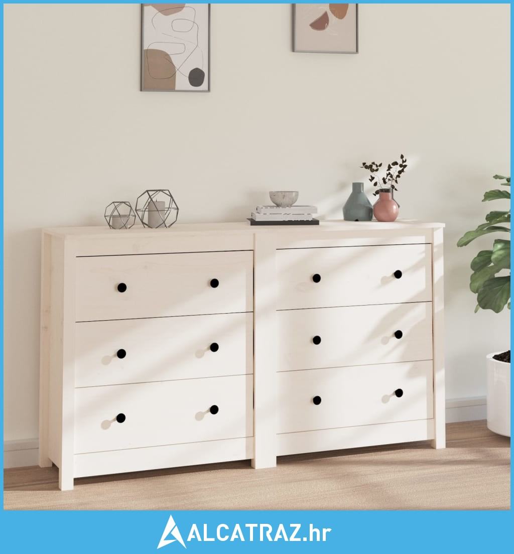 Komoda bijela 140 x 35 x 80 cm od masivne borovine - NOVO