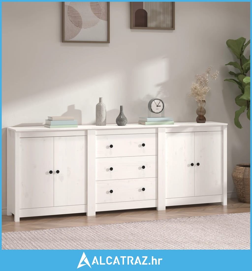 Komoda bijela 210 x 35 x 80 cm od masivne borovine - NOVO