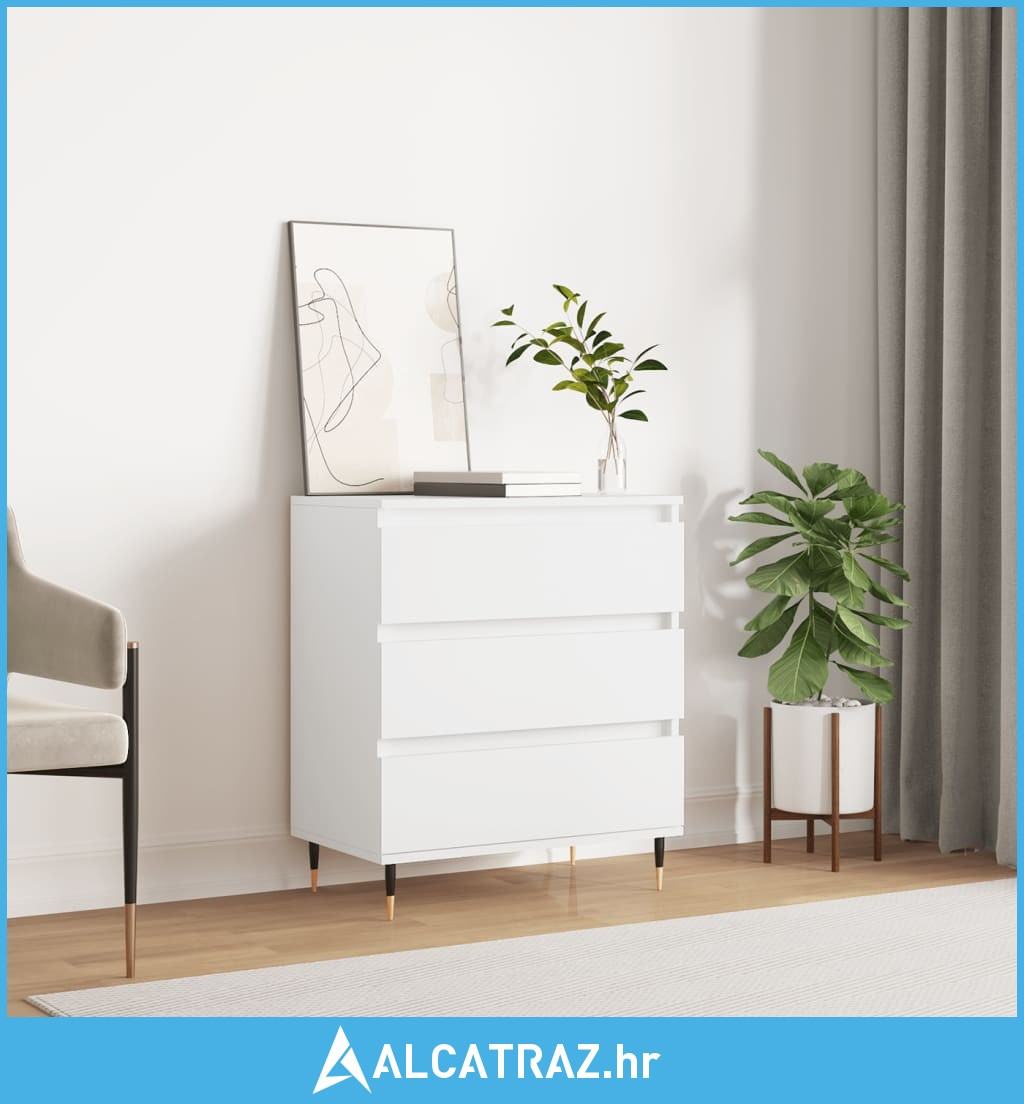 Komoda bijela 60 x 35 x 70 cm od konstruiranog drva - NOVO