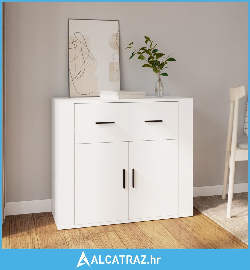 Komoda bijela 80 x 33 x 70 cm od konstruiranog drva - NOVO