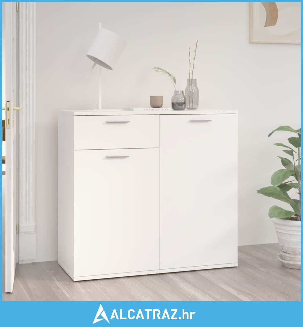 Komoda bijela 80 x 36 x 75 cm od konstruiranog drva - NOVO