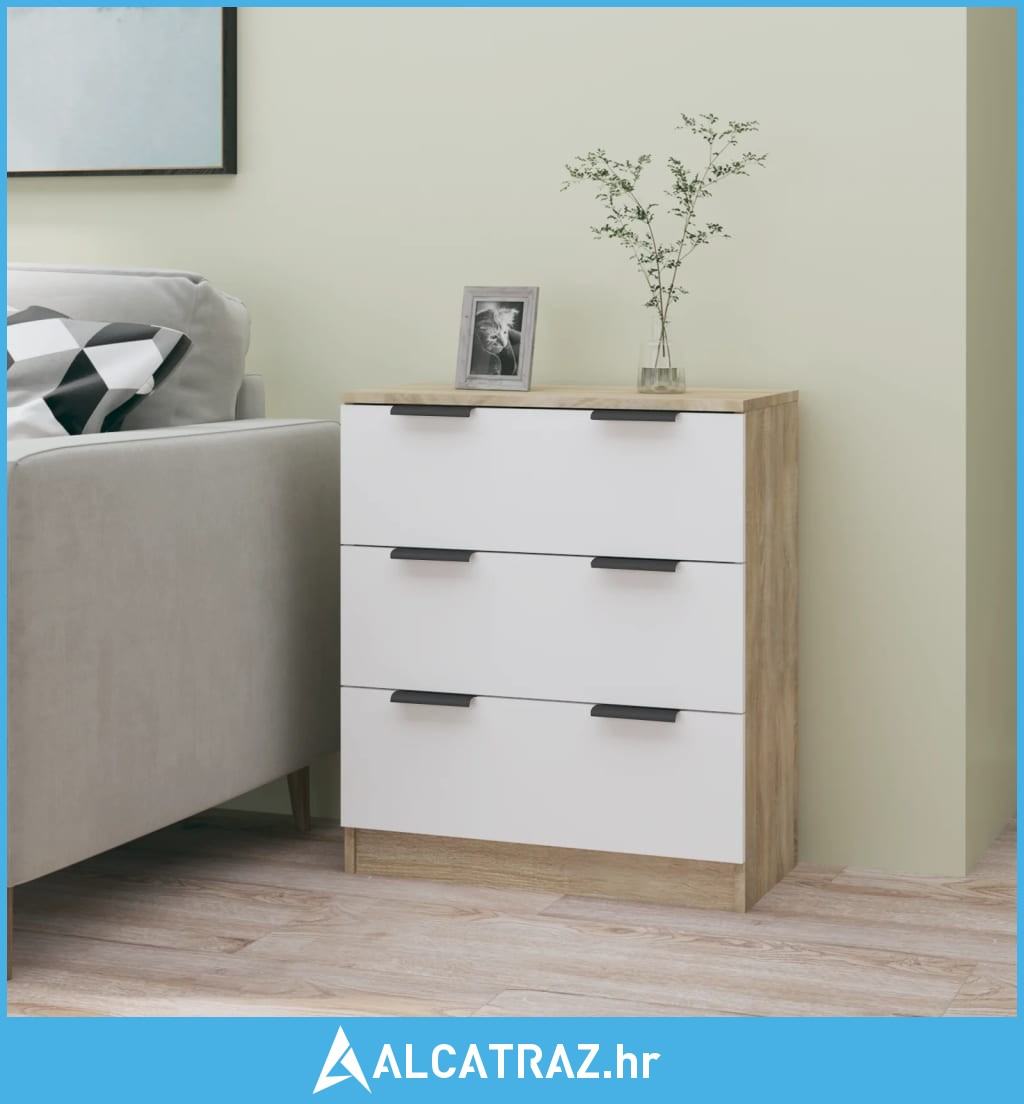 Komoda bijela i boja hrasta 60x30x70 cm konstruirano drvo - NOVO