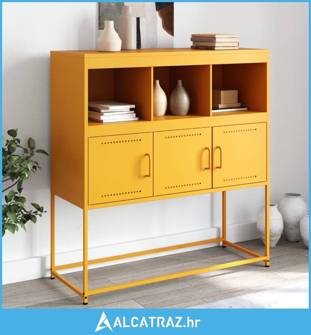 Komoda boja senfa 100,5x39x107 cm hladno valjani čelik - NOVO