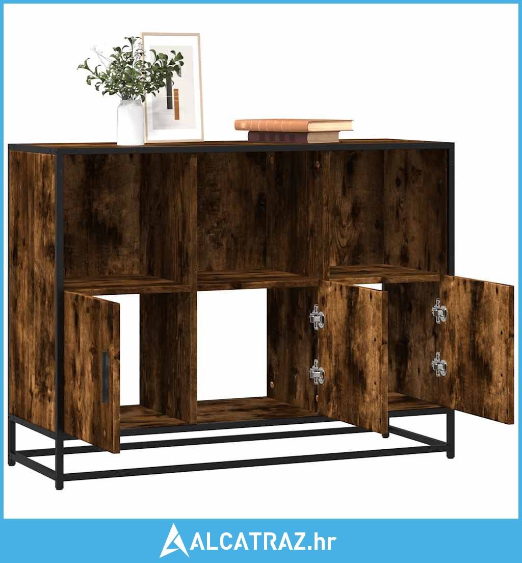 Komoda dimljeni hrast 100x35x76 cm konstruirano drvo - NOVO