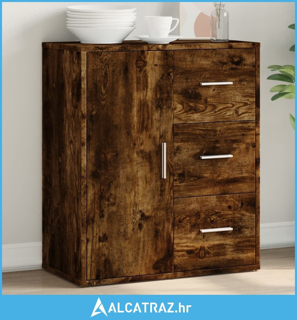 Komoda dimljeni hrast 60 x 31 x 70 cm od konstruiranog drva - NOVO