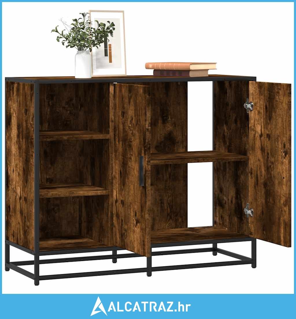 Komoda dimljeni hrast 92x35x76 cm konstruirano drvo - NOVO