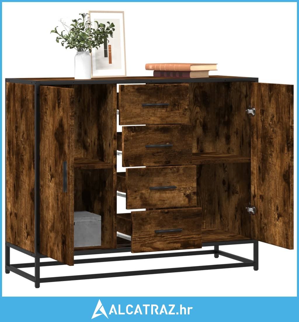 Komoda dimljeni hrast 92x35x76 cm konstruirano drvo - NOVO