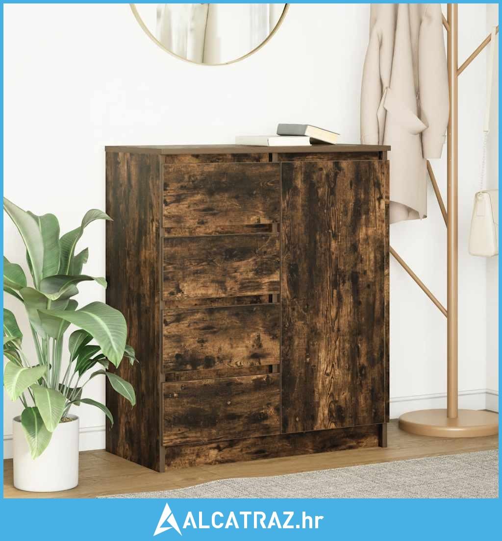 Komoda s ladicama dimljeni hrast 71x35x84 cm konstruirano drvo - NOVO