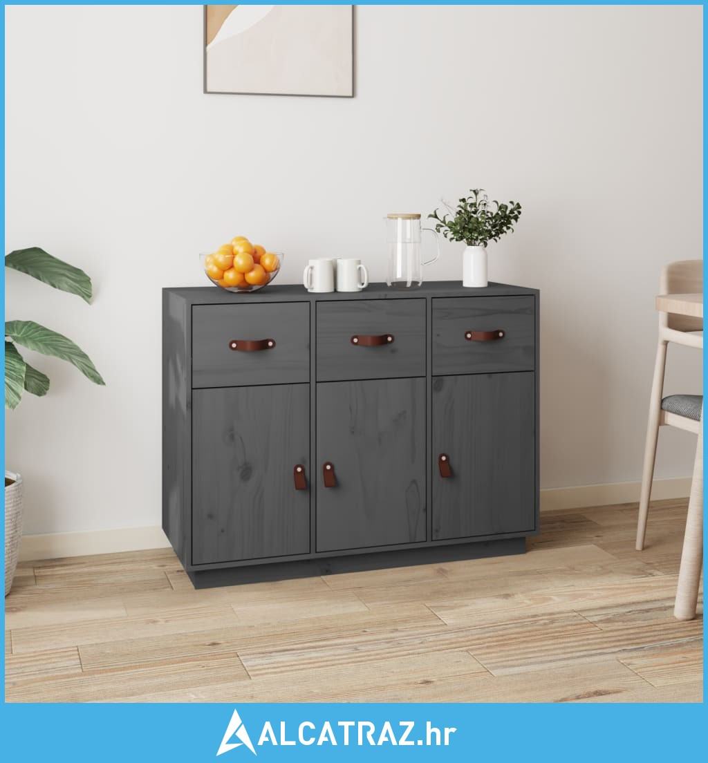 Komoda siva 100 x 40 x 75 cm od masivne borovine - NOVO