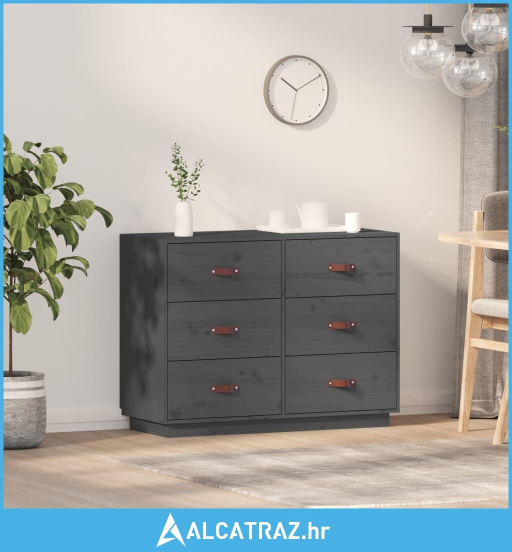 Komoda siva 100 x 40 x 75 cm od masivne borovine - NOVO