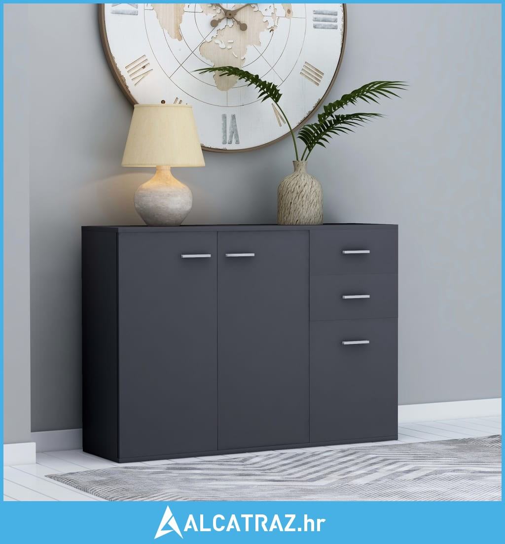 Komoda siva 105 x 30 x 75 cm od konstruiranog drva - NOVO