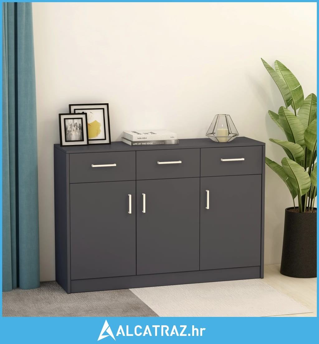 Komoda siva 110 x 30 x 75 cm od konstruiranog drva - NOVO