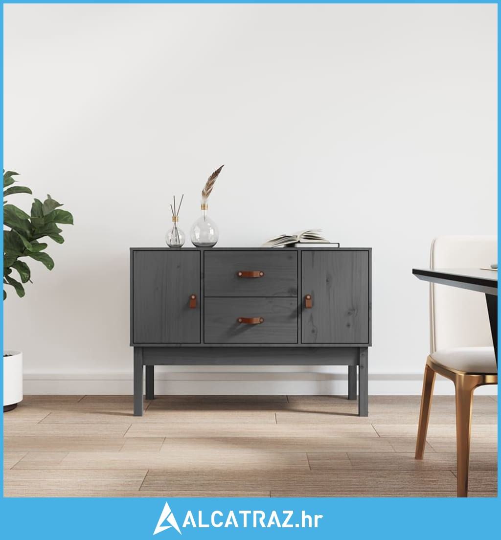 Komoda siva 110 x 40 x 78 cm od masivne borovine - NOVO