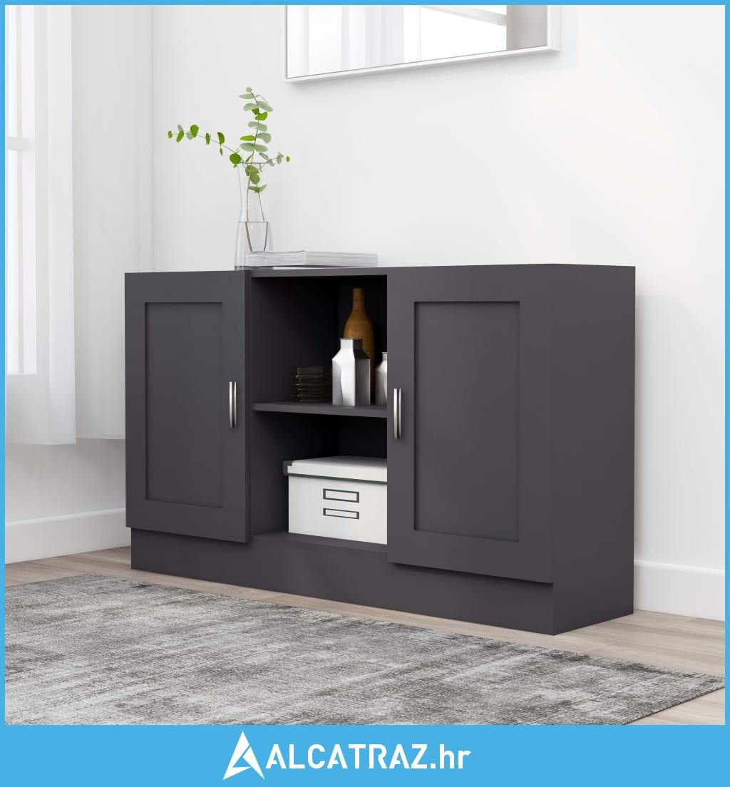 Komoda siva 120 x 30,5 x 70 cm konstruirano drvo - NOVO
