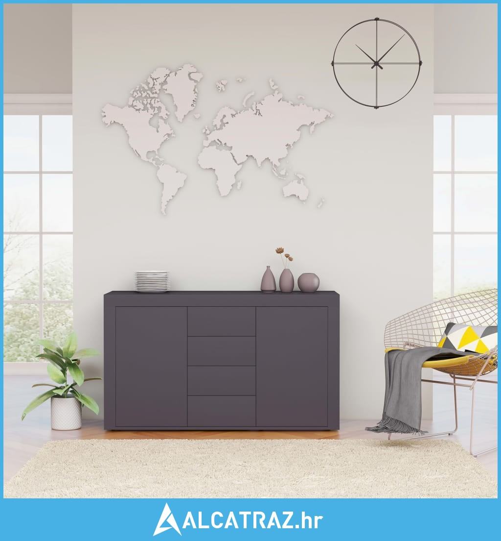 Komoda siva 120 x 36 x 69 cm od iverice - NOVO