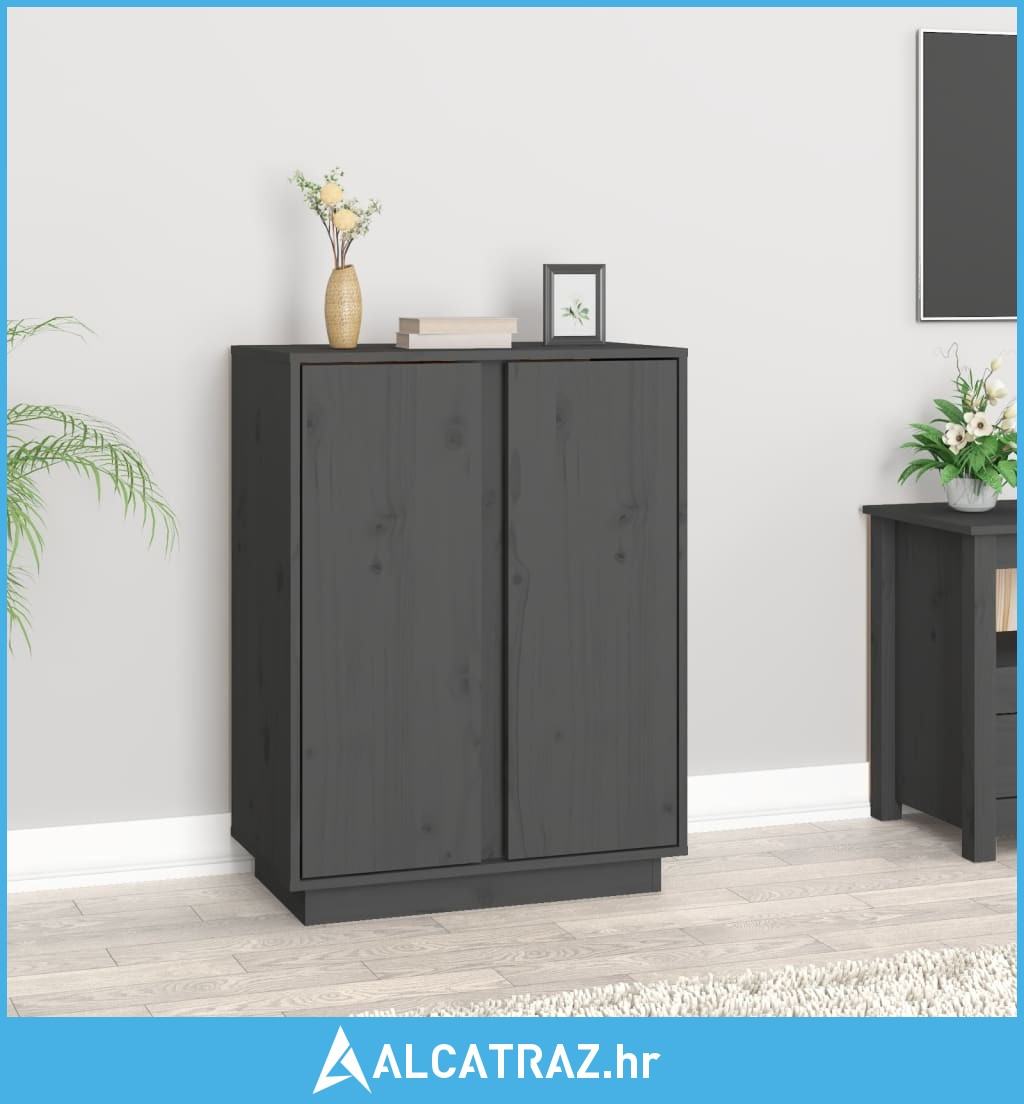 Komoda siva 60 x 35 x 80 cm od masivne borovine - NOVO