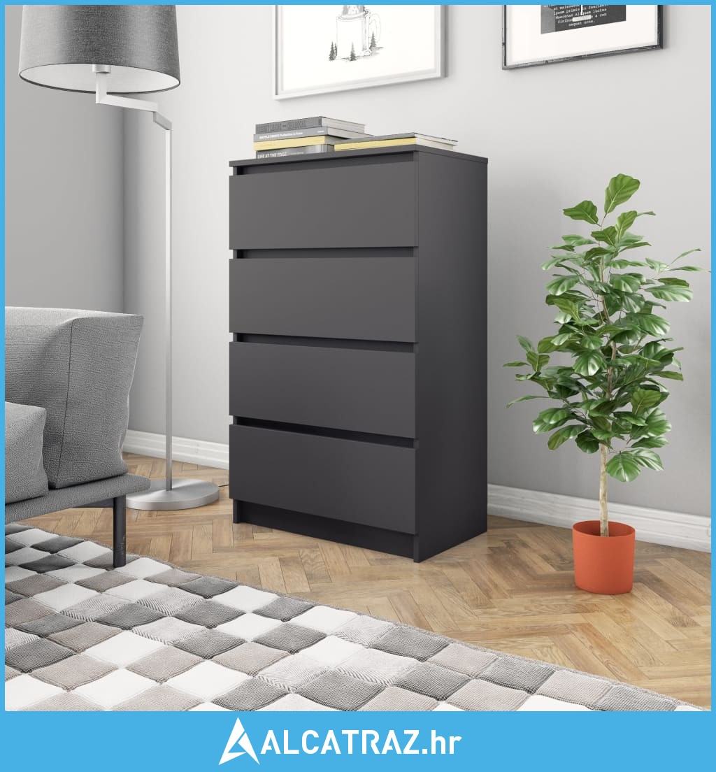 Komoda siva 60 x 35 x 98,5 cm od konstruiranog drva - NOVO