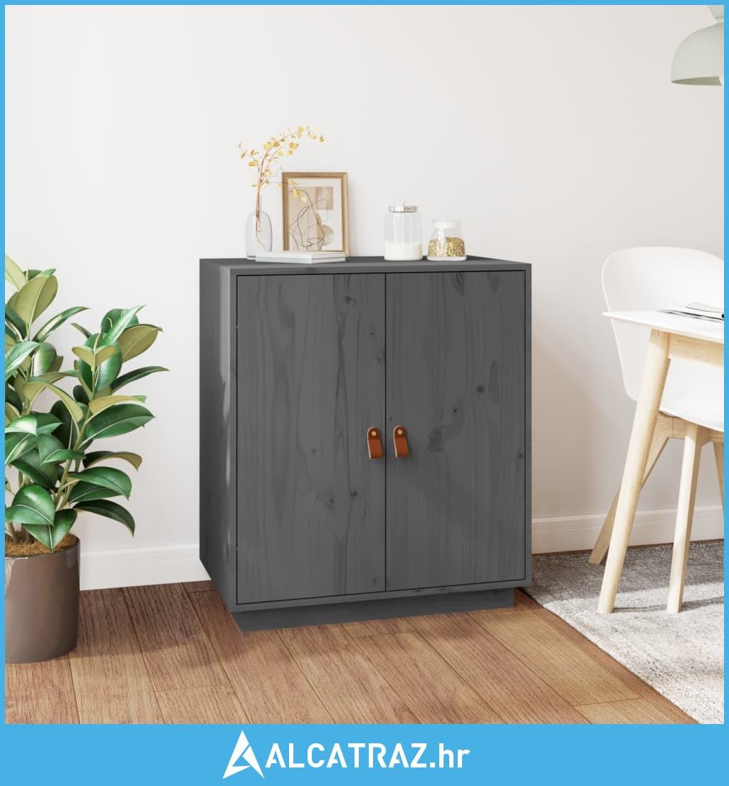 Komoda siva 65,5 x 40 x 75 cm od masivne borovine - NOVO