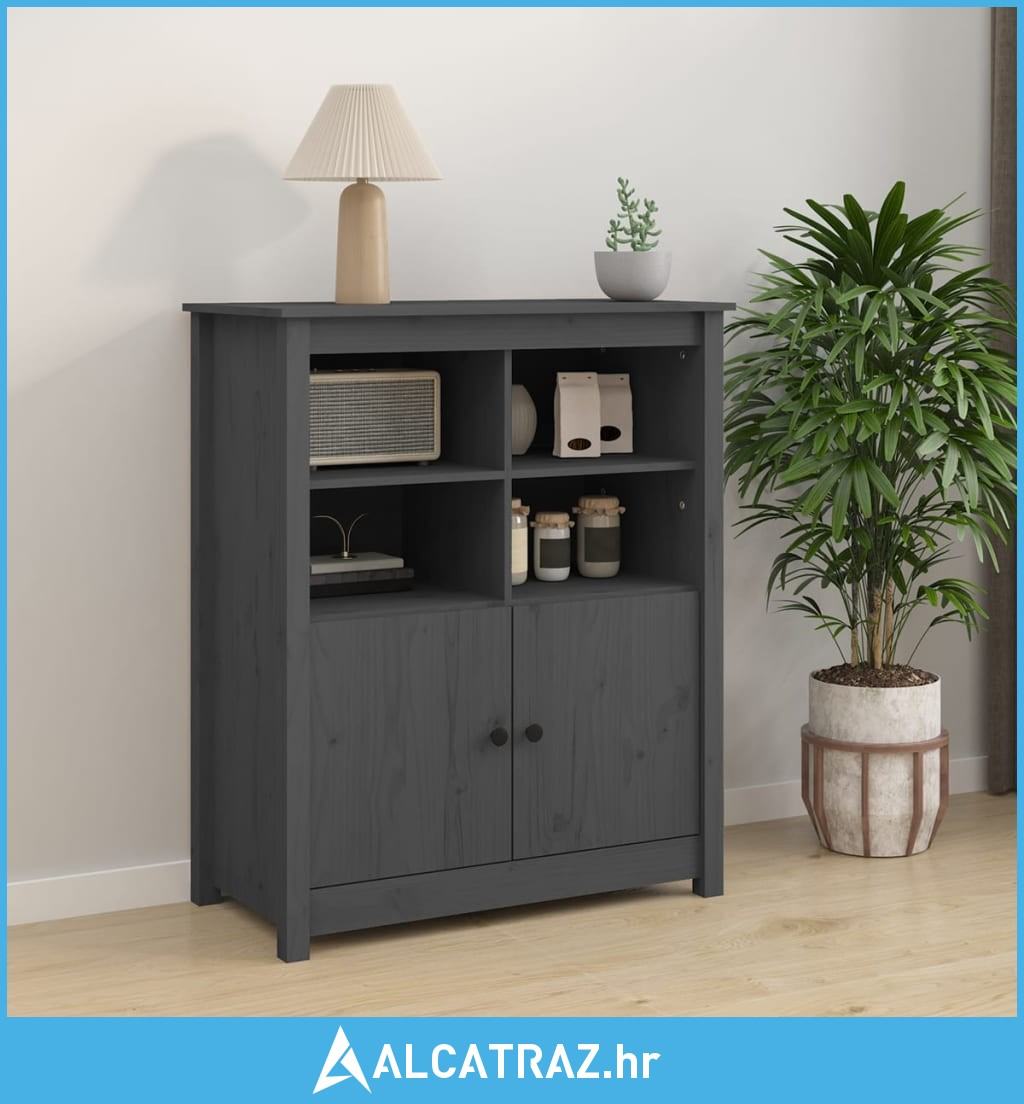 Komoda siva 83 x 41,5 x 100 cm od masivne borovine - NOVO