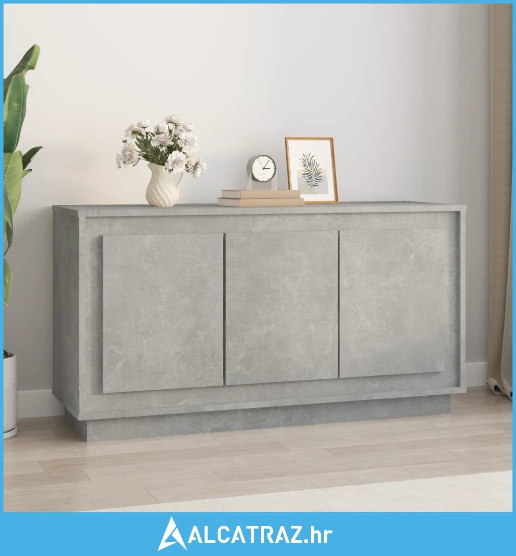 Komoda siva boja betona 102 x 35 x 55 cm od konstruiranog drva - NOVO