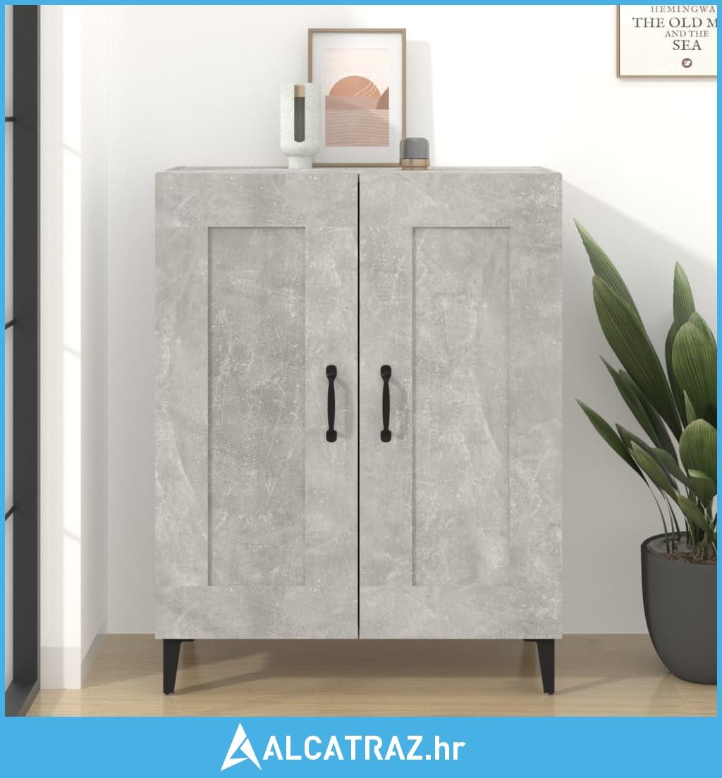 Komoda siva boja betona 69,5 x 34 x 90 cm od konstruiranog drva - NOVO