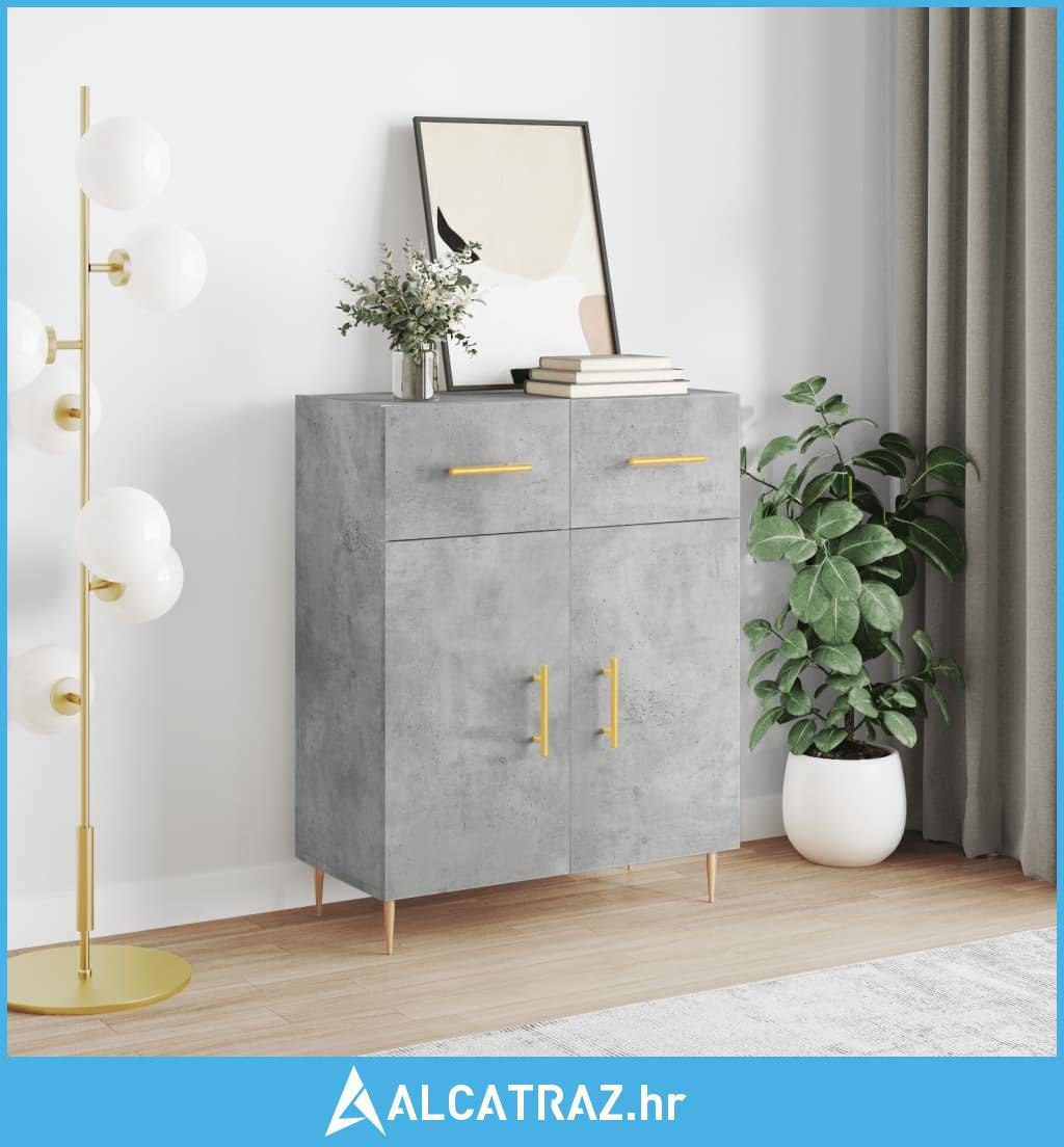 Komoda siva boja betona 69,5x34x90 cm od konstruiranog drva - NOVO
